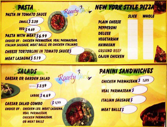 Menu at Roasty Jack restaurant, Toronto, 2 Bloor St W