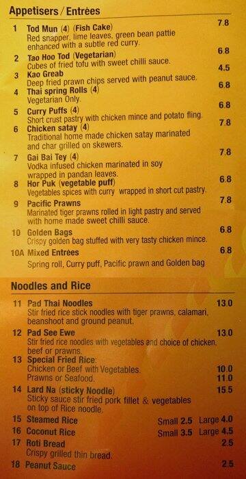 Pacific Rim Thai Restaurant : Menu at Pacific Rim restaurant, Sarasota ...