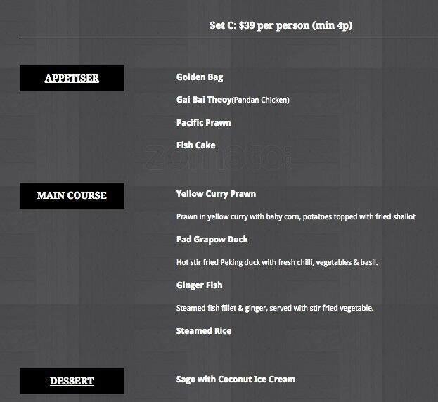 Menu at Pacific Rim Thai Restaurant, Albert Park