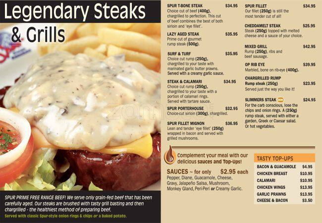 Menu at Apache Spur Steak & Grill restaurant, Willetton