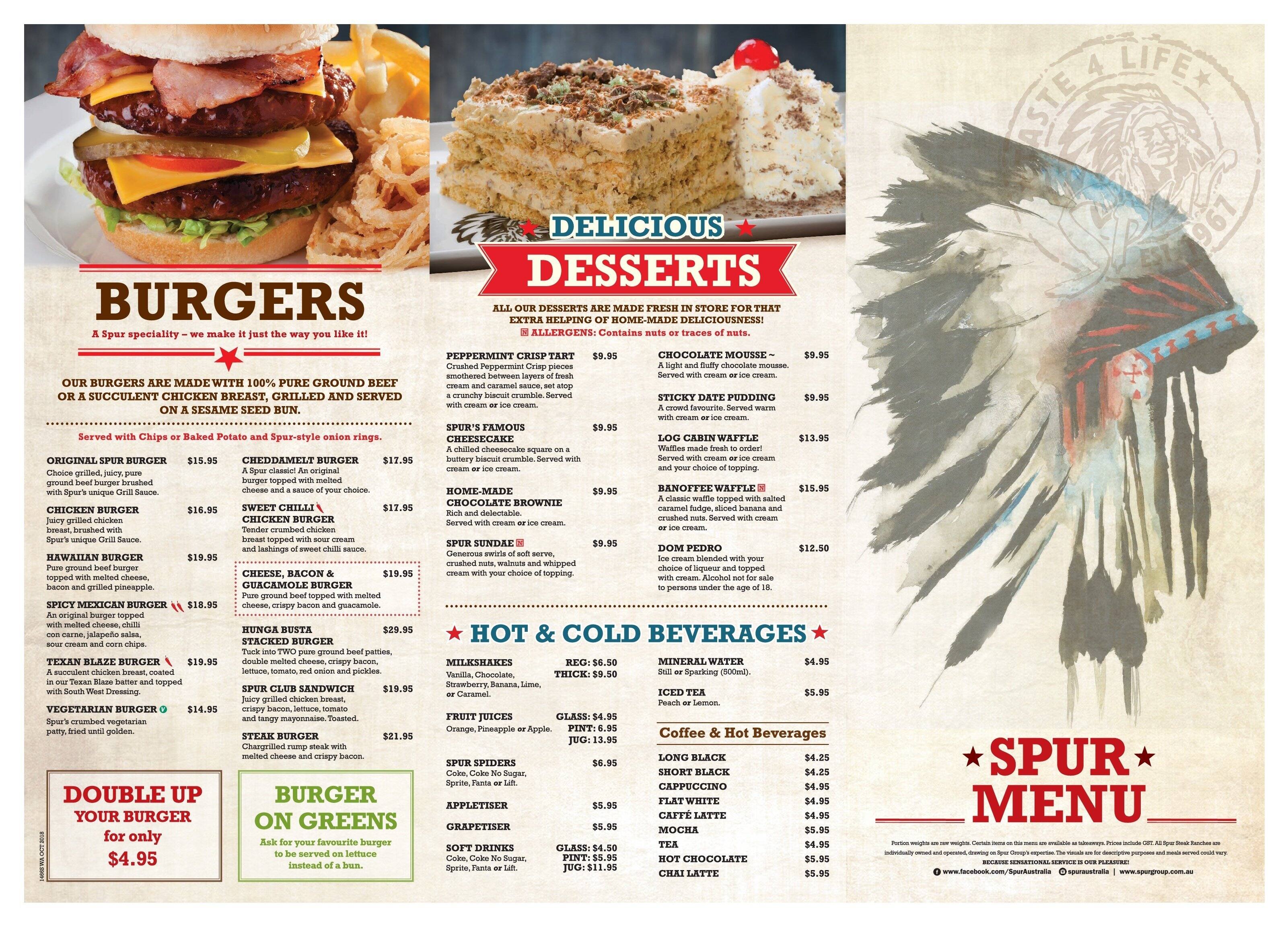 Menu at Apache Spur Steak & Grill restaurant, Willetton