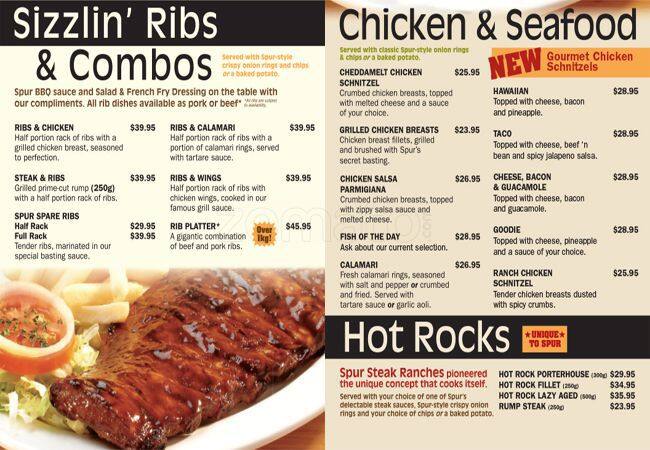 Menu at Apache Spur Steak & Grill restaurant, Willetton