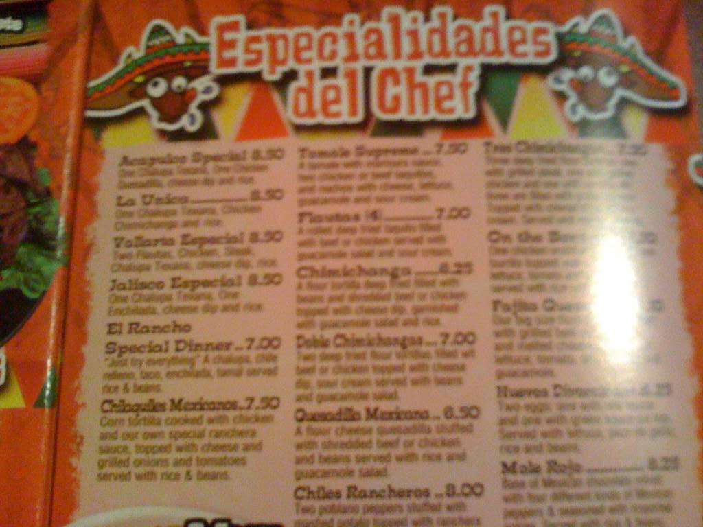 Menu at El Toro Loco restaurant, Memphis, Kirby Rd #109