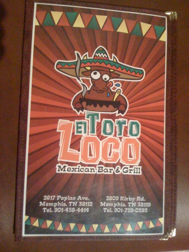 Menu at El Toro Loco restaurant, Memphis, Kirby Rd #109