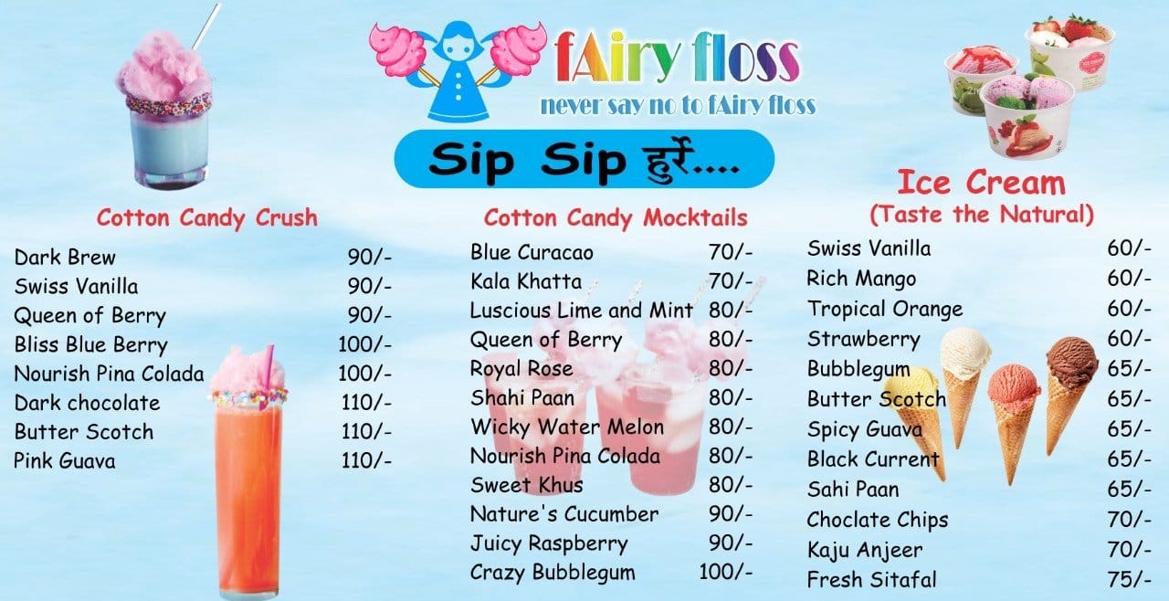 Menu of Fairy Floss, Malviya Nagar, Jaipur