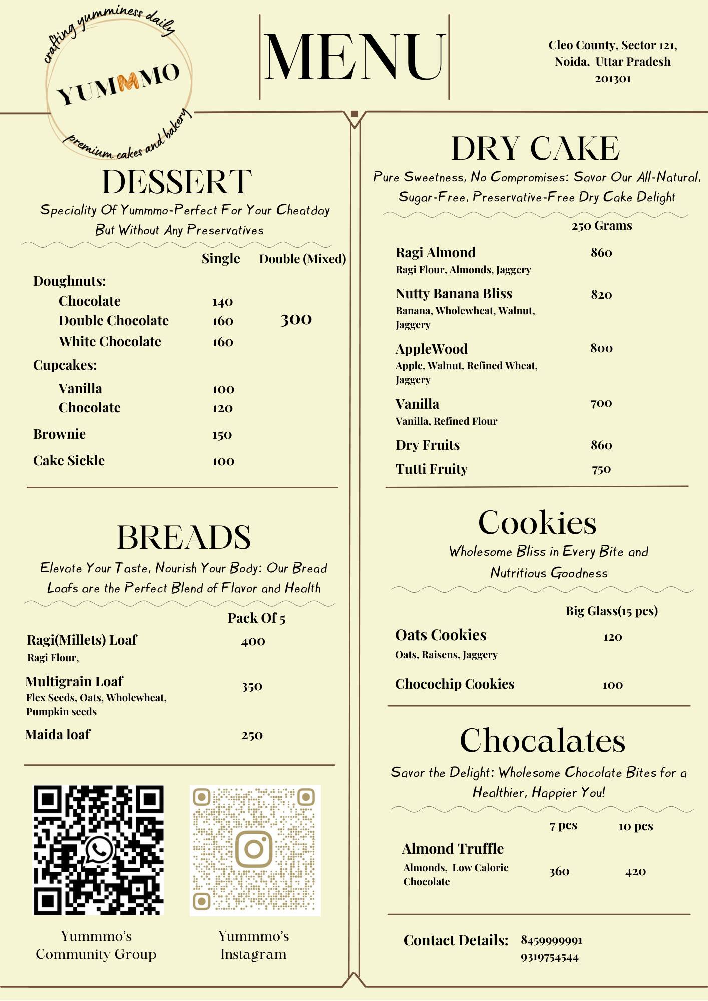 Menu of Yummmo, Chaukhandi, Noida