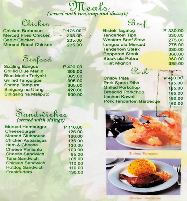 Menu at Merced Bakehouse and Restaurant, Quezon City, 869 Epifanio de ...