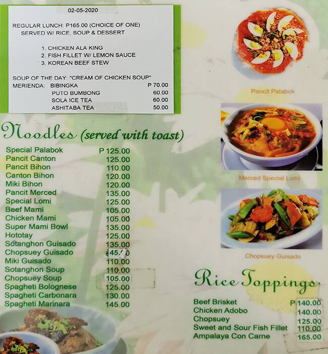 Menu at Merced Bakehouse and Restaurant, Quezon City, 869 Epifanio de ...