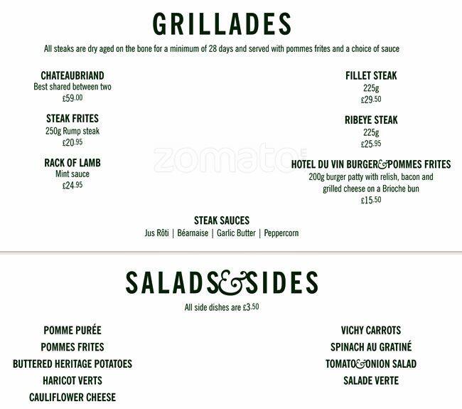 Menu at Hotel du Vin Edinburgh pub & bar, Edinburgh