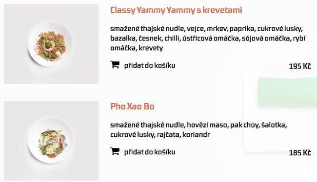 Menu at Yam Yam restaurant, Prague, 5. května 1670