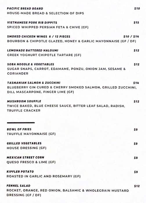 Menu at Gazebo Restaurant and Bar, Brisbane City