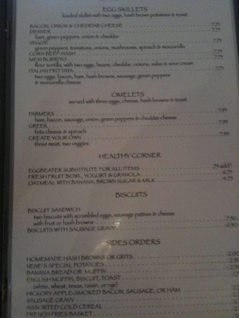 Menu at NeNe's Kitchen restaurant, Marco Island