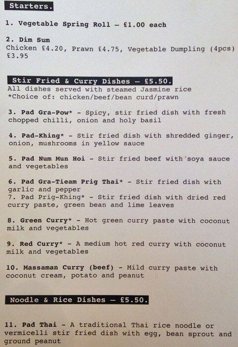Menu at Coconut restaurant, London, 52 Great Suffolk St
