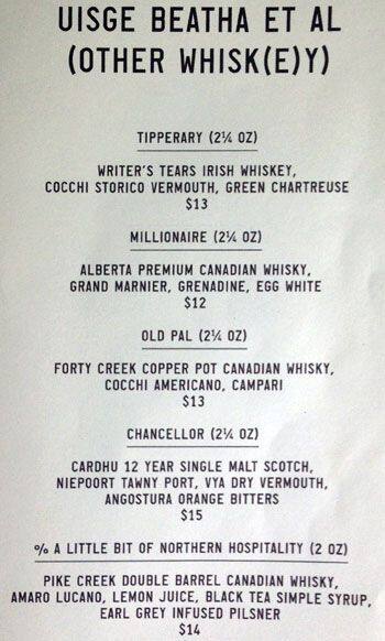 Menu at Proof pub & bar, Calgary