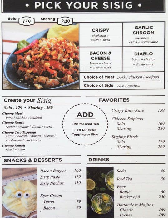 Sisig Society Menu, Menu for Sisig Society, Don Jose, Santa Rosa ...