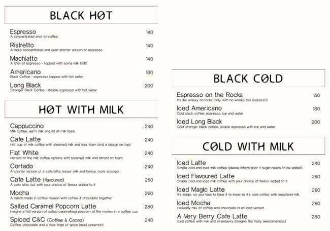 Menu of Aosa - Bakehouse & Roastery, Panchwati, Udaipur