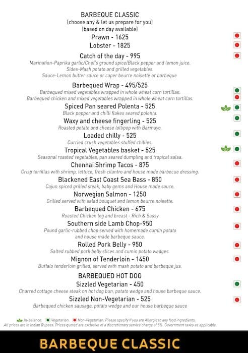 Menu at Infinity - Hotel Novotel, Visakhapatnam
