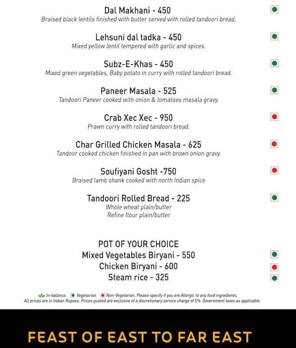 Menu at Infinity - Hotel Novotel, Visakhapatnam