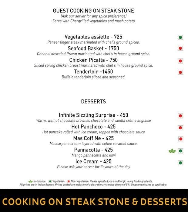 Menu at Infinity - Hotel Novotel, Visakhapatnam