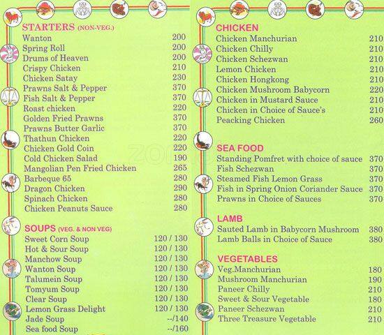 Menu at Zodiac Restaurant, Mumbai, 15 Brindaban Mahakali Road