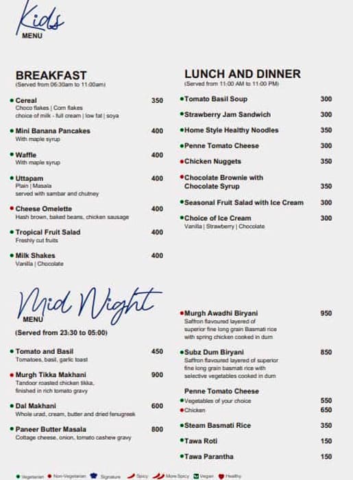 Menu at Feast - Sheraton Grand Bangalore Hotel at Brigade Gateway ...