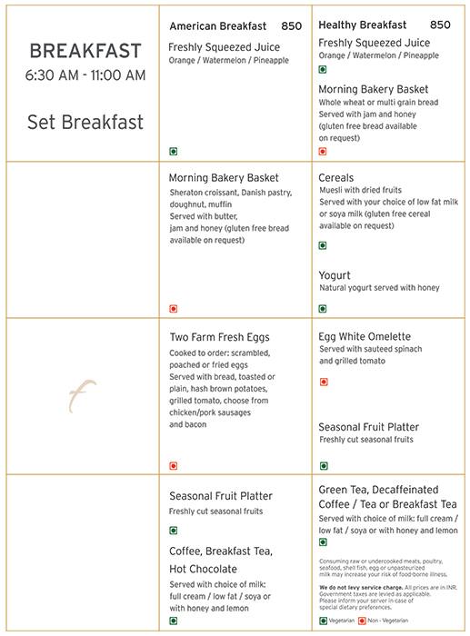 Feast - Sheraton Grand Bangalore Hotel at Brigade Gateway Menu - Zomato