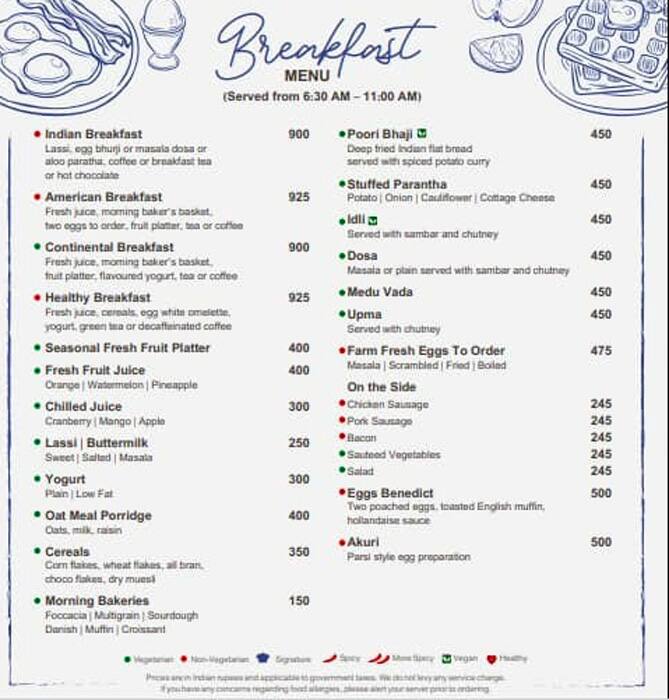 Menu at Feast - Sheraton Grand Bangalore Hotel at Brigade Gateway ...