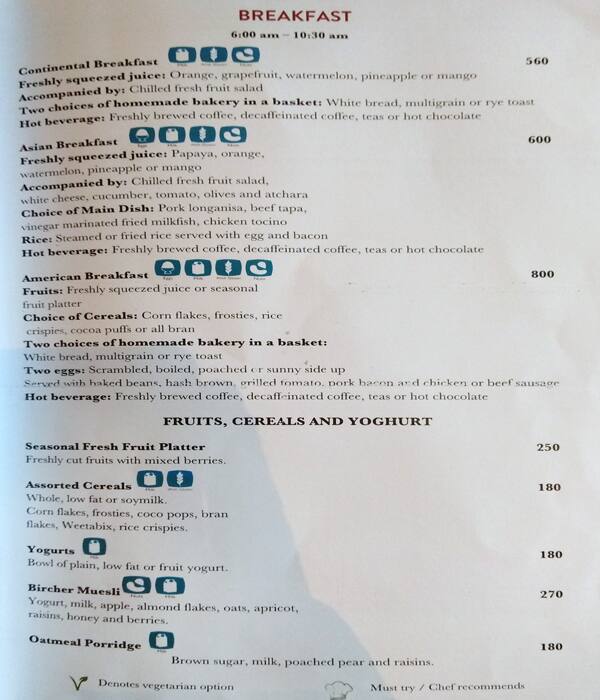 Menu at Café Eight restaurant, Muntinlupa