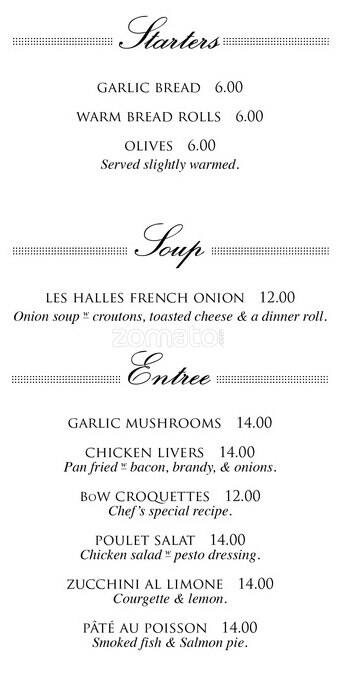 Menu at Willi's Kitchen cafe, Wellington