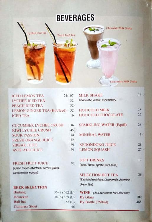 Carta de parrilla Gandy Steak House, Yakarta, Jalan Metro Kencana 4