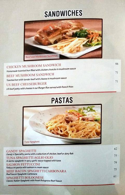 Carta de parrilla Gandy Steak House, Yakarta, Jalan Metro Kencana 4