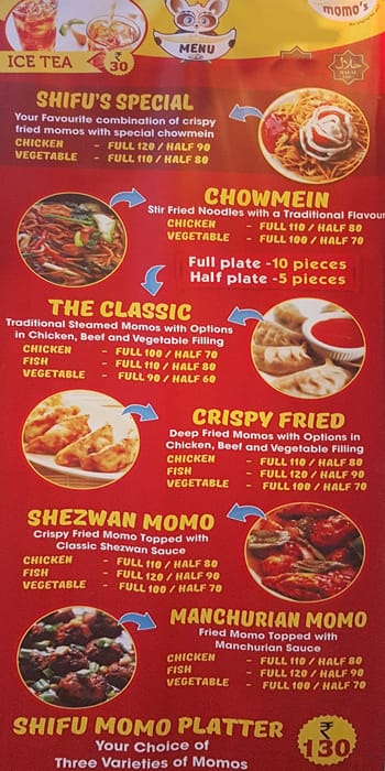 Menu of Shifu's Momos, Panampilly Nagar, Kochi