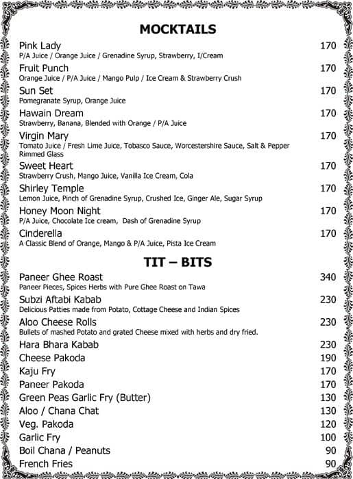 The Kinara Village Dhaba Menu, Menu for The Kinara Village Dhaba ...