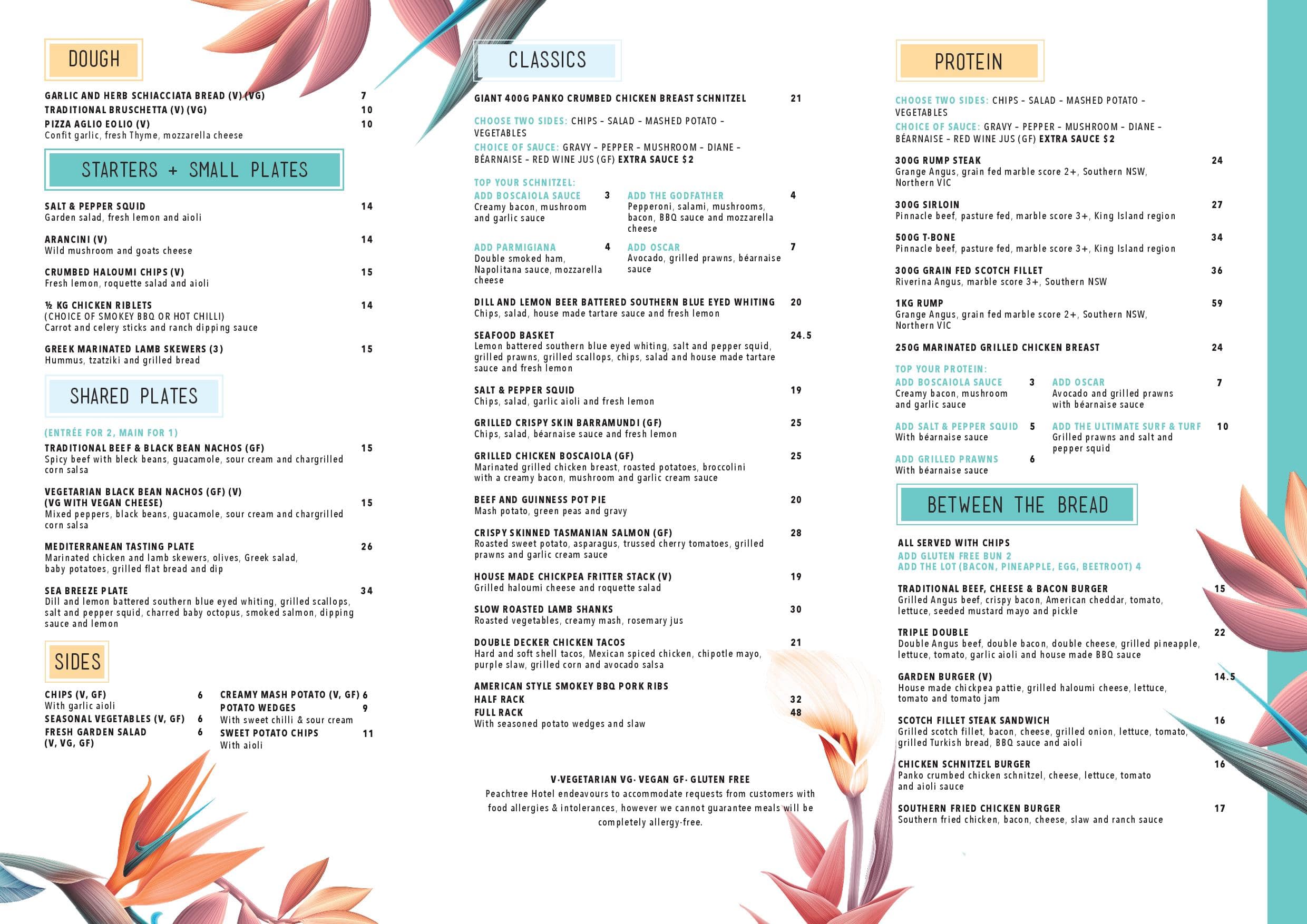 Menu at Peachtree Hotel pub & bar, Penrith