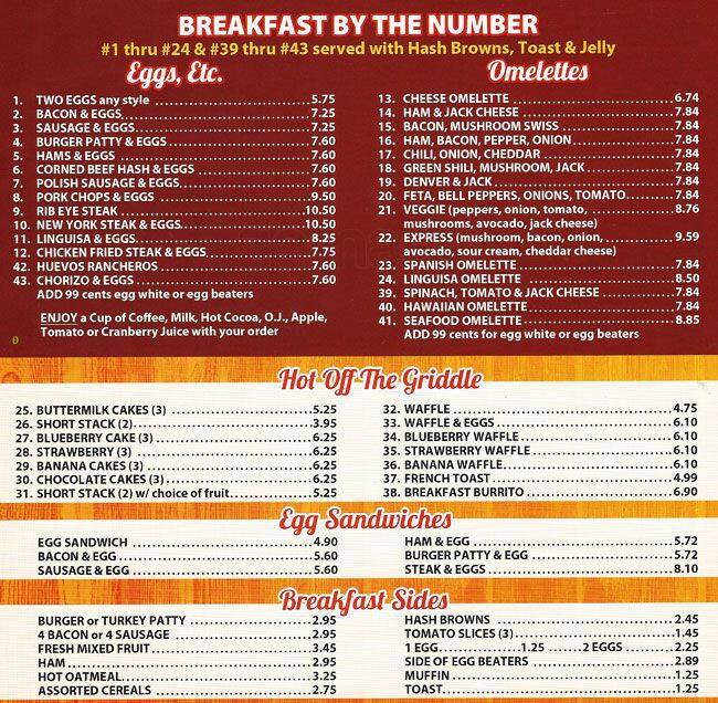 Menu at Broiler Express restaurant, San Carlos