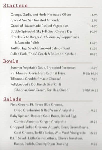 Menu at Norman Rose Tavern pub & bar, Napa