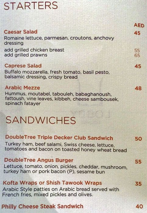 Lobby Lounge - DoubleTree by Hilton Menu - Zomato