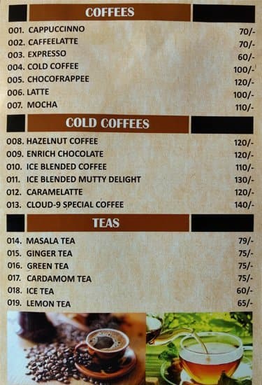 Cloud Nine City Lounge Menu, Menu for Cloud Nine City Lounge ...