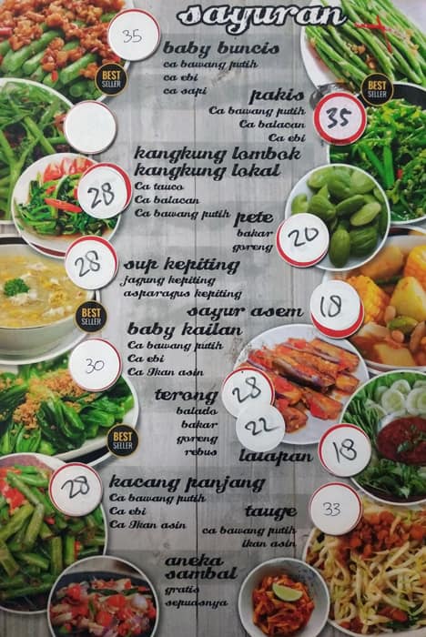 Menu at Monster Seafood restaurant, Jakarta