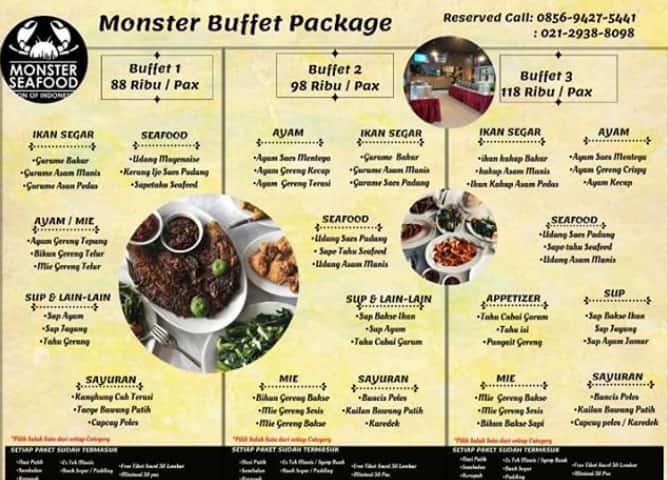 Menu at Monster Seafood restaurant, Jakarta