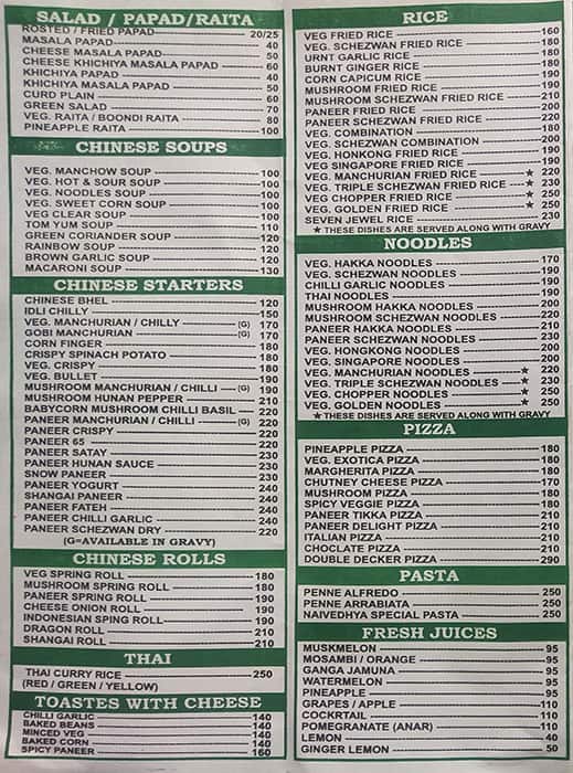 Menu of Naivedhya Veg Treat, Mira Road, Mumbai
