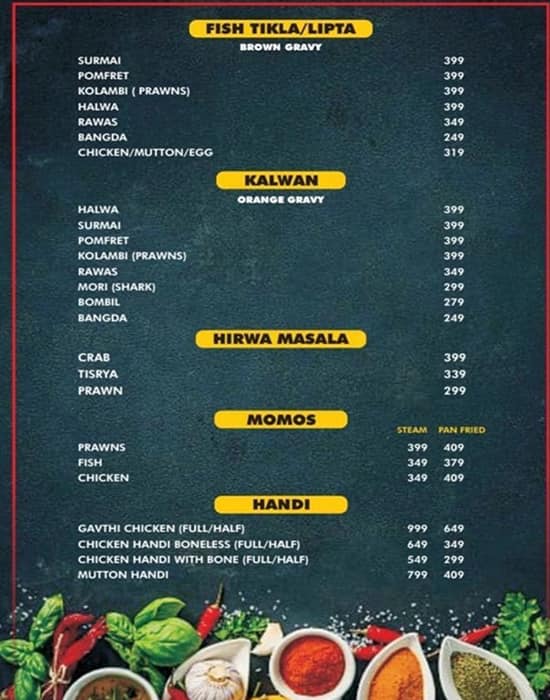 Menu at Konkan Kinara, Mumbai, SHOP NO 04 & 05