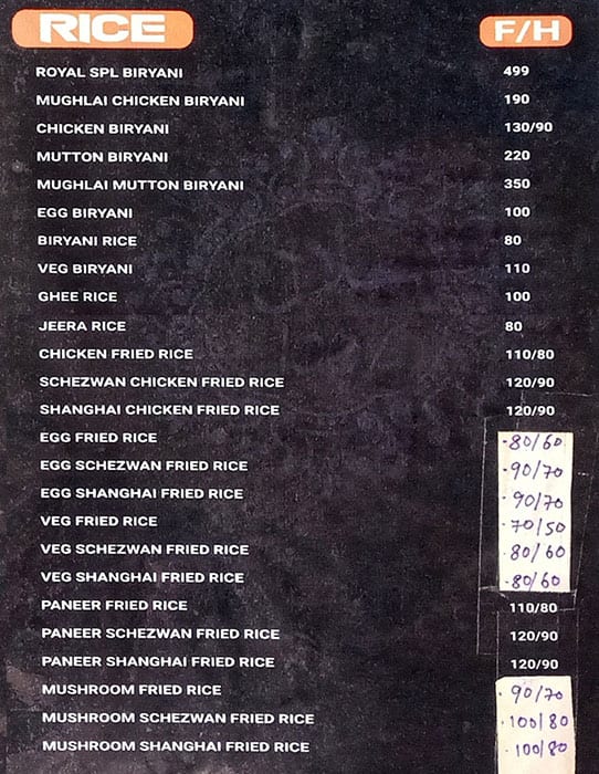 Menu at Royal India Restaurant, Bengaluru