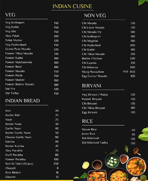 Menu of Le Spice, Badlapur, Thane