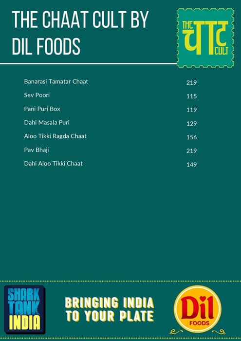 Menu of The Chaat Cult, Musheerabad, Hyderabad