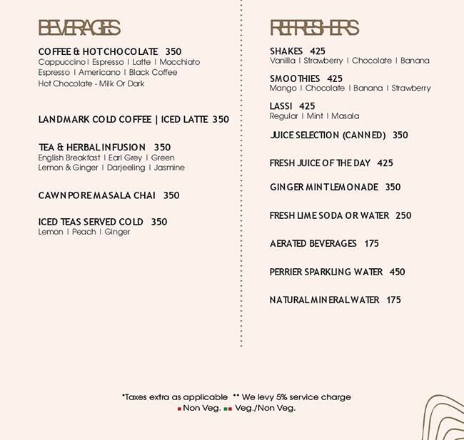 Menu of LIV At The Deck - The Landmark Hotel, Mall Road, Kanpur