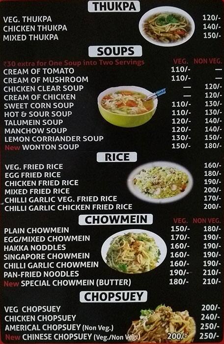 Menu at Momos Corner, New Delhi