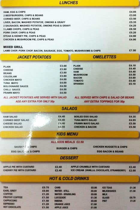 Menu at Wickham Cafe, West Wickham, 138 High St