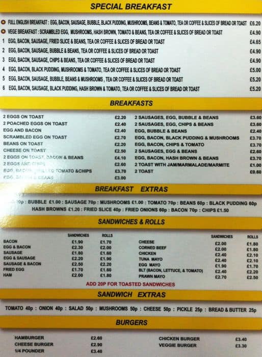 Menu at Wickham Cafe, West Wickham, 138 High St