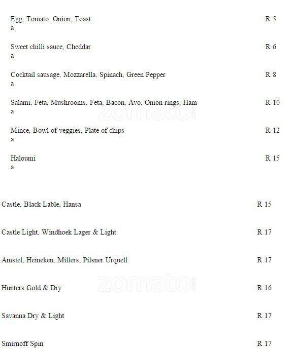 Menu at Newton's. cafe, Pretoria, Kesselaar Rd